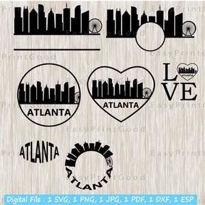 Atlanta Frame Svg Bundle, Atlanta Svg, Georgia Usa Skyline Cityscape ...
