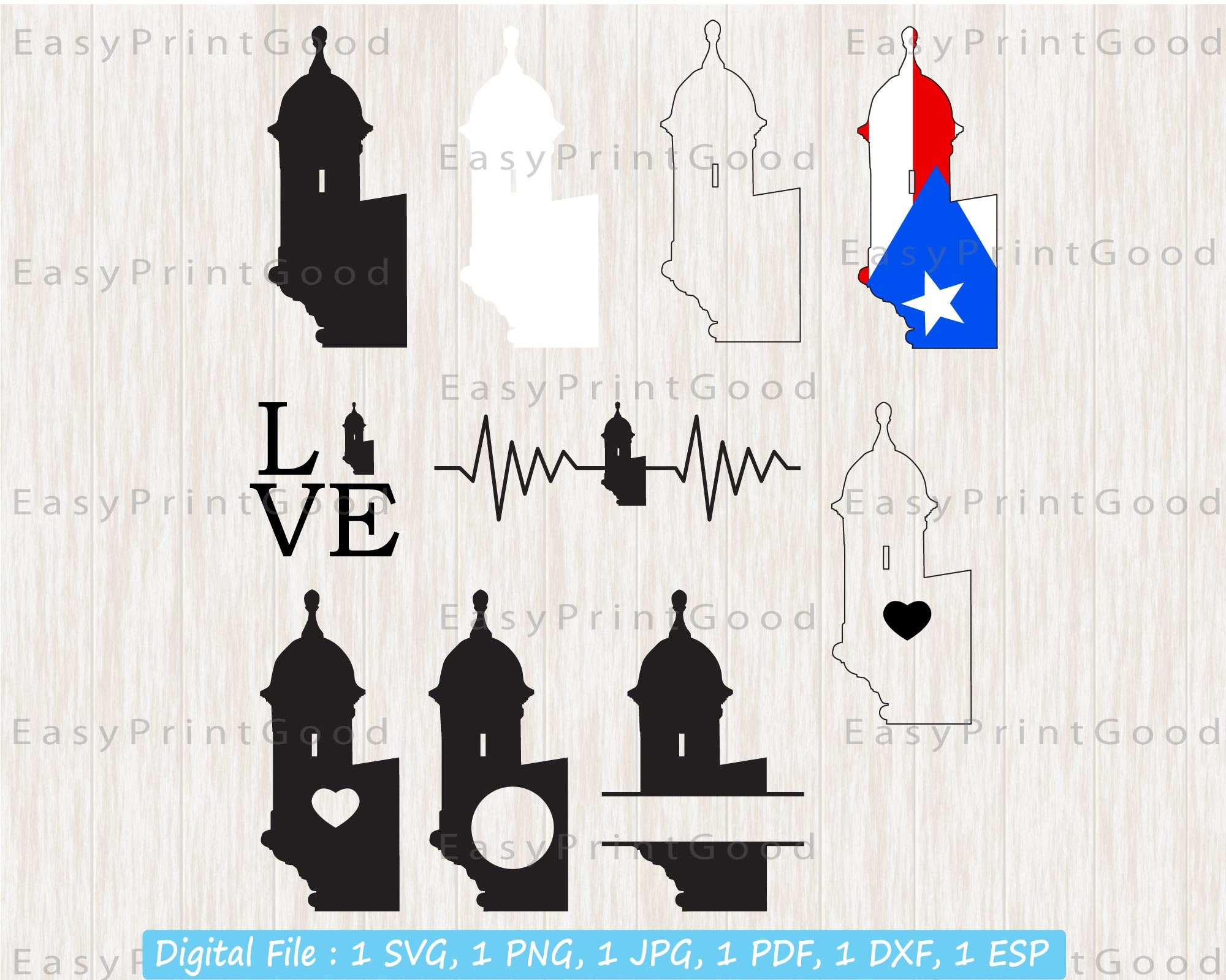 El Morro Puerto Rico Bundle Svg El Morro Silhouette Love - Etsy