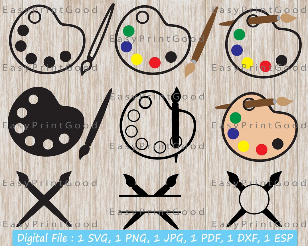Paint Palette & Brush SVG Bundle: Artist Clipart (digital Download) - Etsy