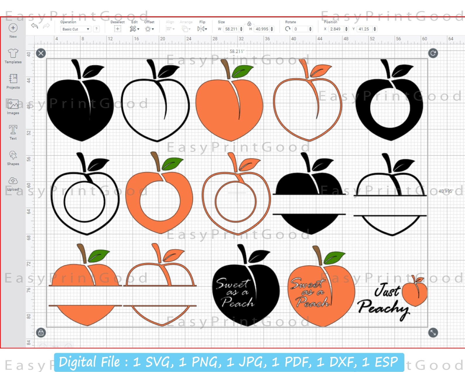 Peach Split Monogram Peach Svg Peaches Split Frame Sweet as - Etsy