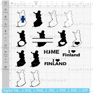 Finland Map Svg Bundle, Finland Clipart, Outline, I Love Finland, Text ...