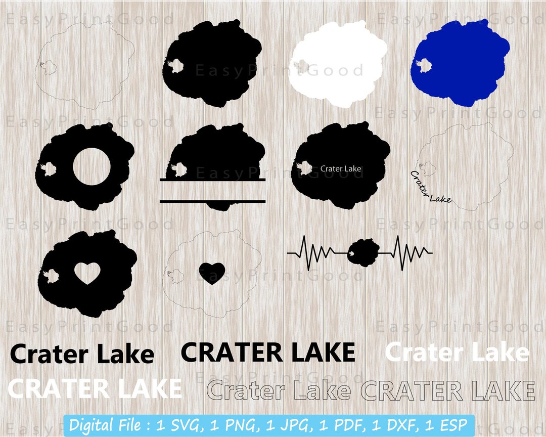 Crater Lake Oregon Map SVG Bundle: Clipart, Monogram (digital Download ...