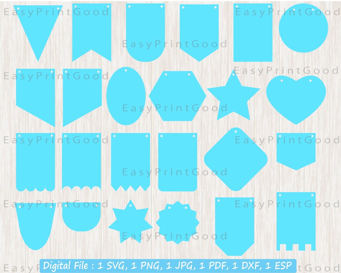 24 Bunting Banner Svg Bunting Banners Bundle Banner Bunting | Etsy