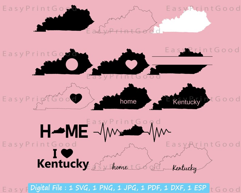 Kentucky Svg Bundle Kentucky State Svg Kentucky Outline - Etsy