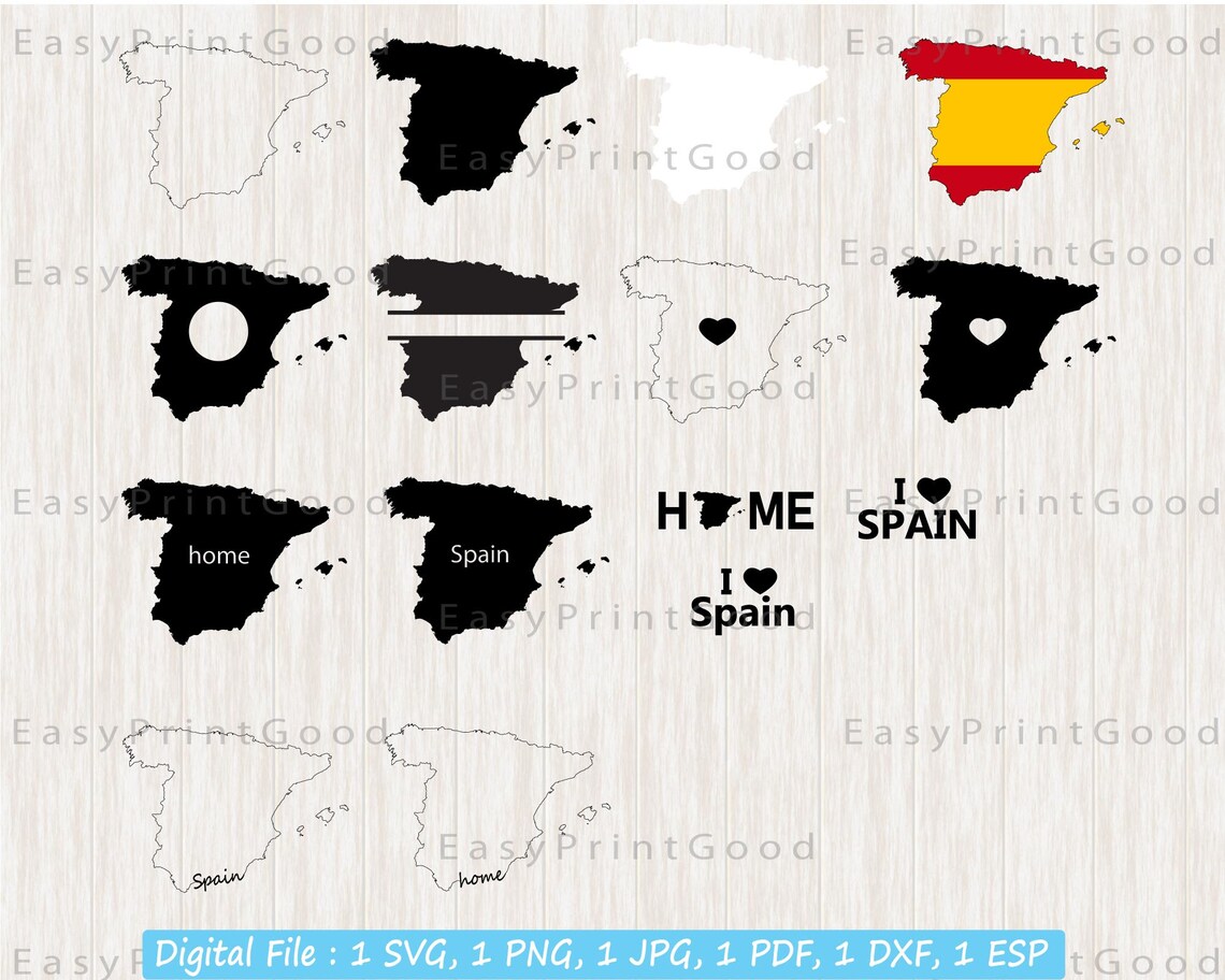 Spain Svg Bundle Spanish Outline Svg Spain Map Svg Home | Etsy