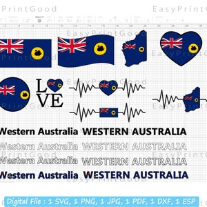 Western Australia Flag SVG Bundle: Map, Heart, Waving (cut File) - Etsy ...
