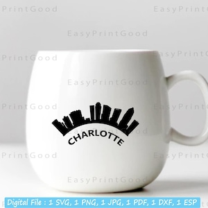 Charlotte Skyline Svg Bundle, Clipart, Charlotte Skyline Silhouette ...