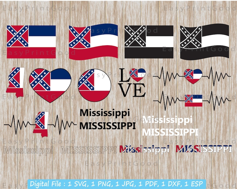 Mississippi State Flag Svg Bundle Mississippi State Flag - Etsy