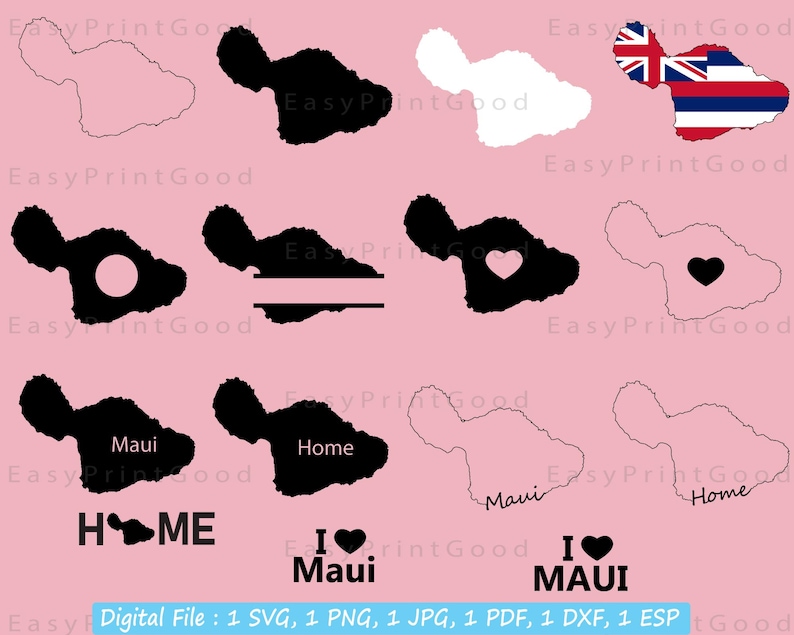 Maui Map SVG Bundle: Hawaii Island Clipart (digital Download) - Etsy
