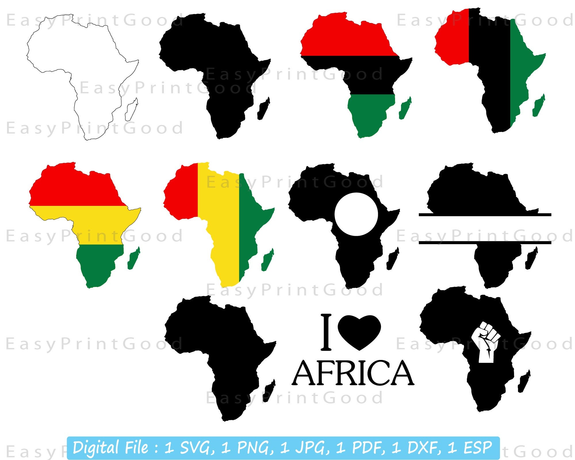 Africa Map SVG Bundle Africa Map Svg African American Svg - Etsy
