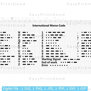 Morse Code Alphabet Svg, Morse Code Svg, Numbers 0-9, Navy Nautical ...