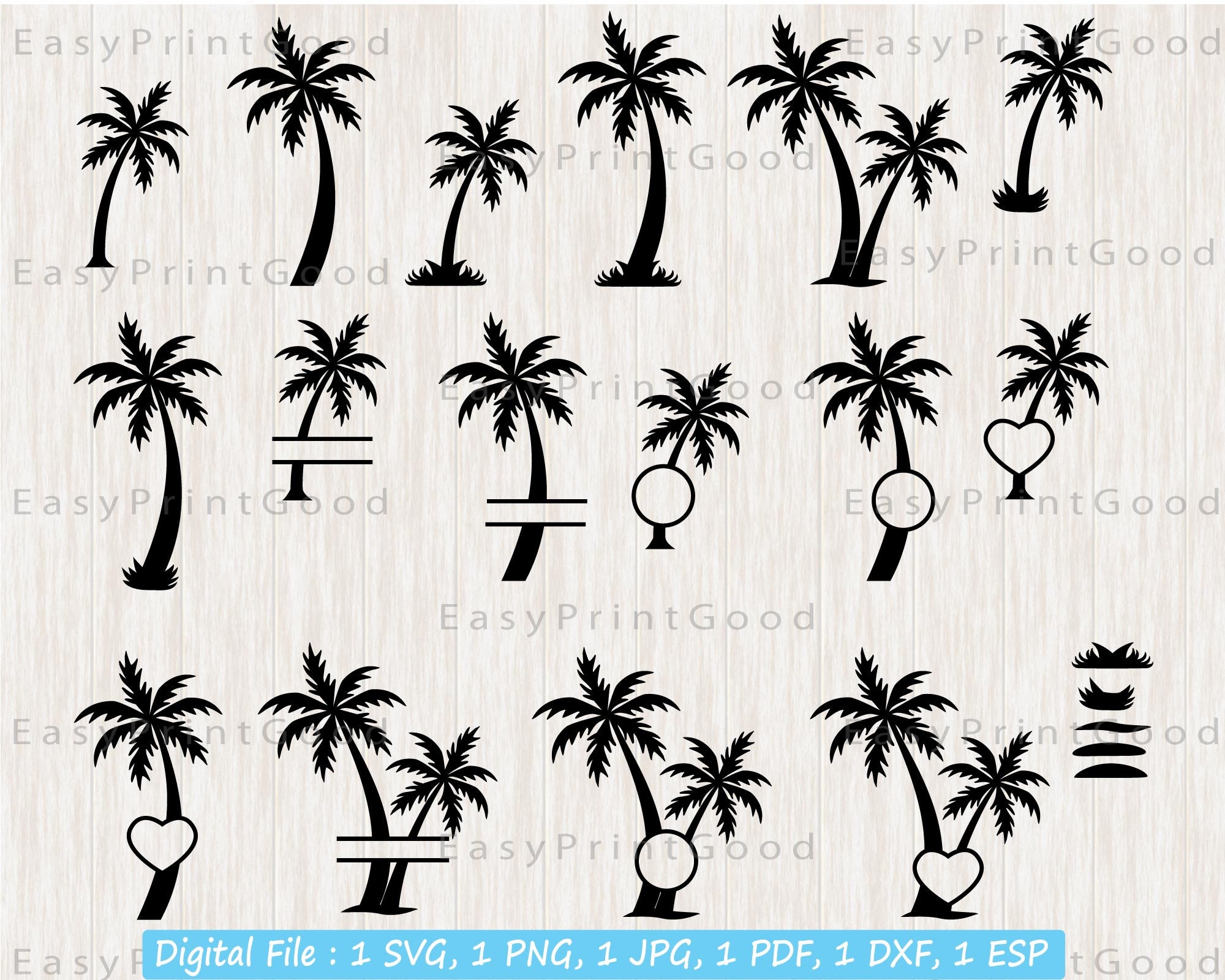 Palm Tree Svg Bundle Palm Tree Clipart Tropical Vacation - Etsy