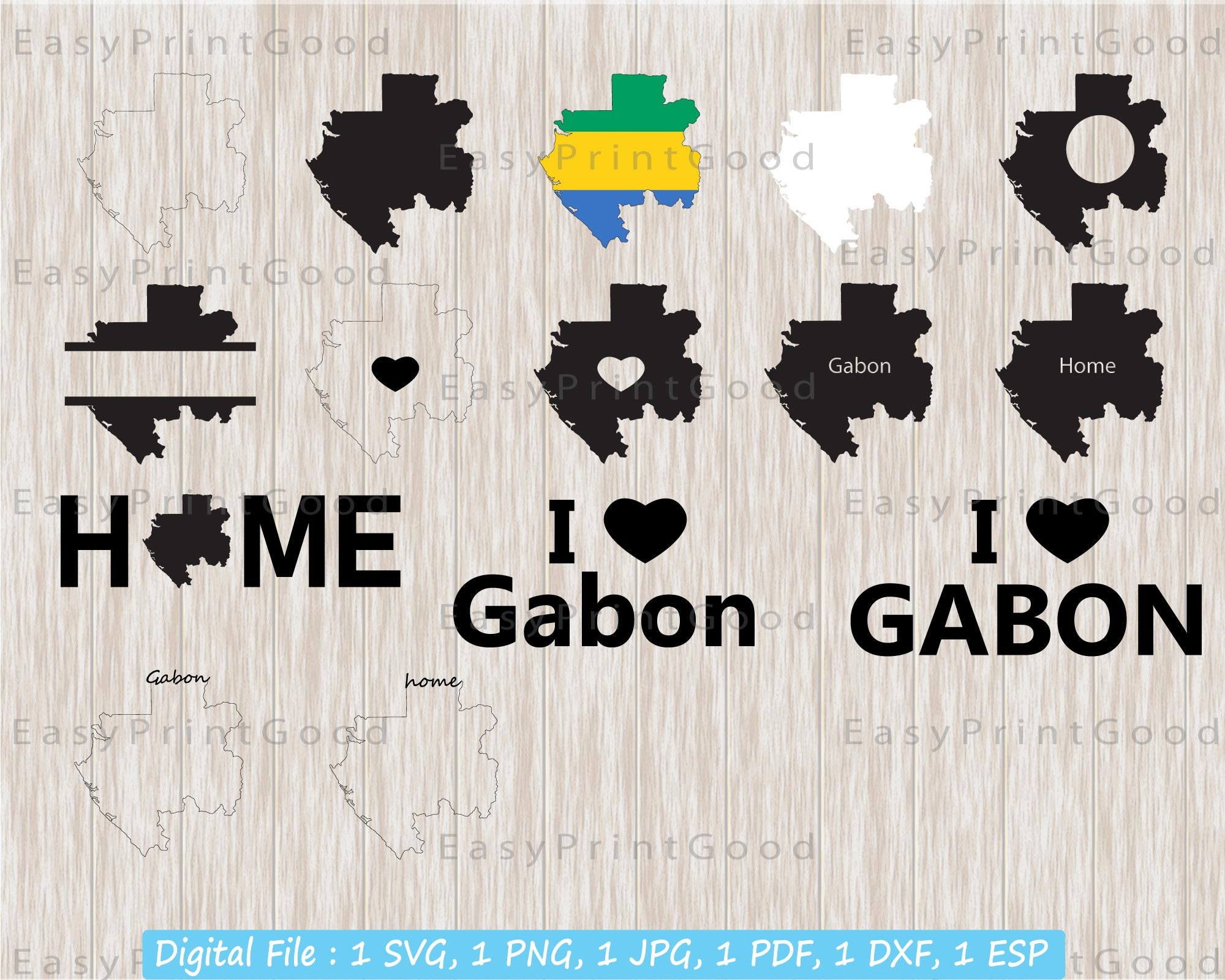 Gabon National Map Svg Bundle Gabon Map Flag Gabon Clipart - Etsy