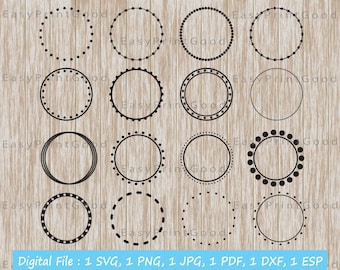 Dotted Circle Frames SVG Bundle, Circle Monogram Svg Cut File, Round Frame Silhouette Cricut ...