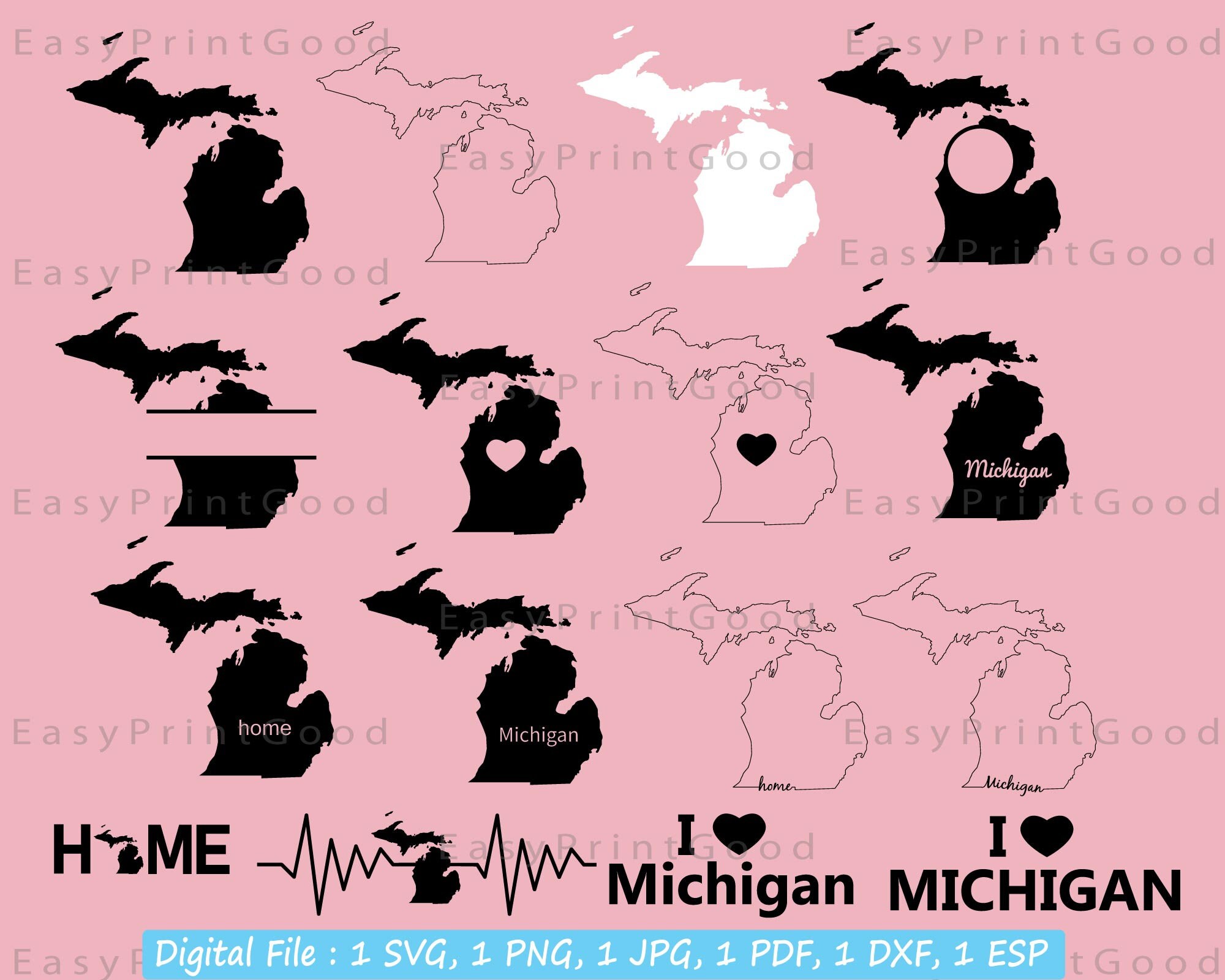 Michigan SVG Bundle Michigan Svg Michigan State Clipart - Etsy