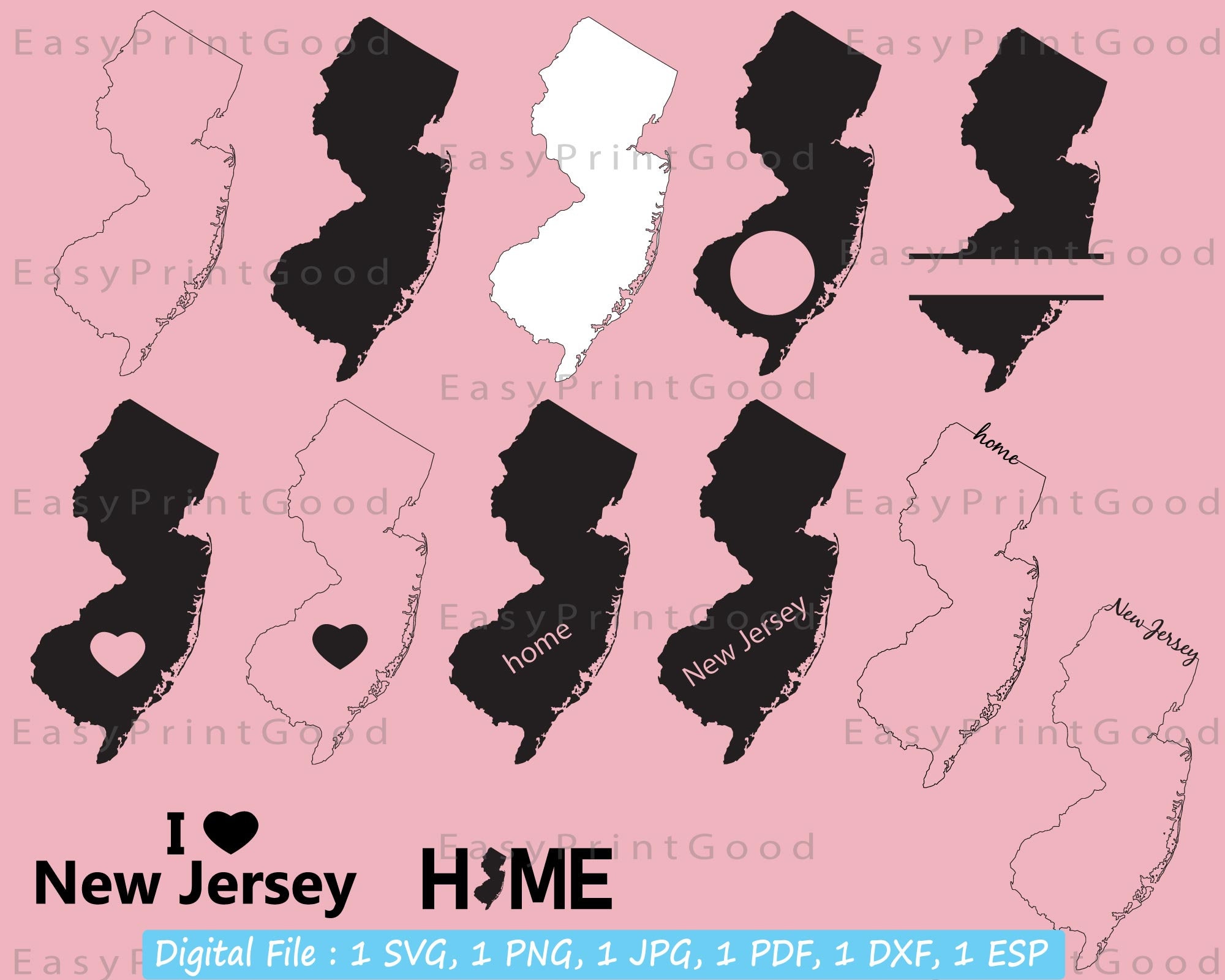New Jersey Svg Bundle New Jersey Clipart New Jersey Map Svg | Etsy