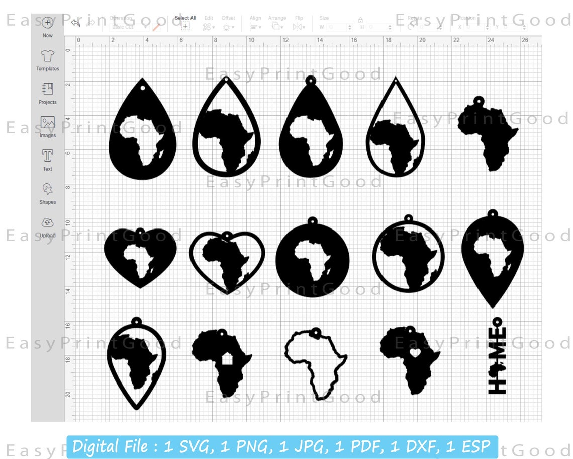 15 Africa Earring Svg Africa Shapes Earrings Template - Etsy