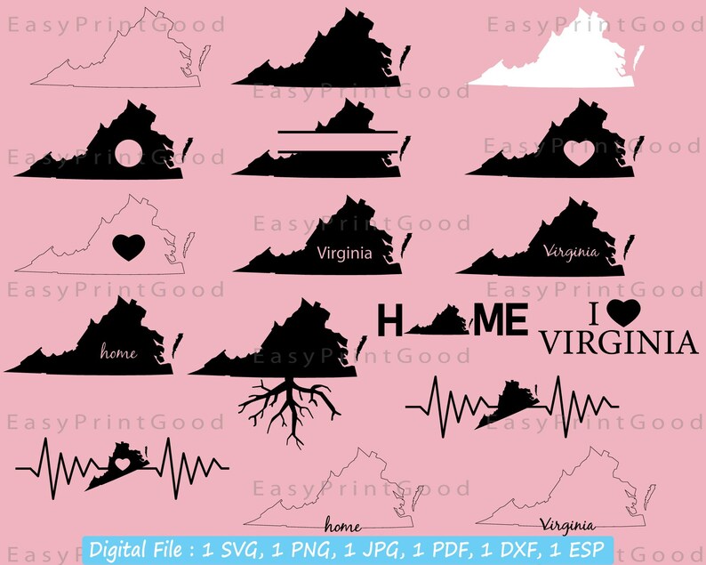 Virginia Svg Bundle Virginia State Svg Virginia Outline - Etsy