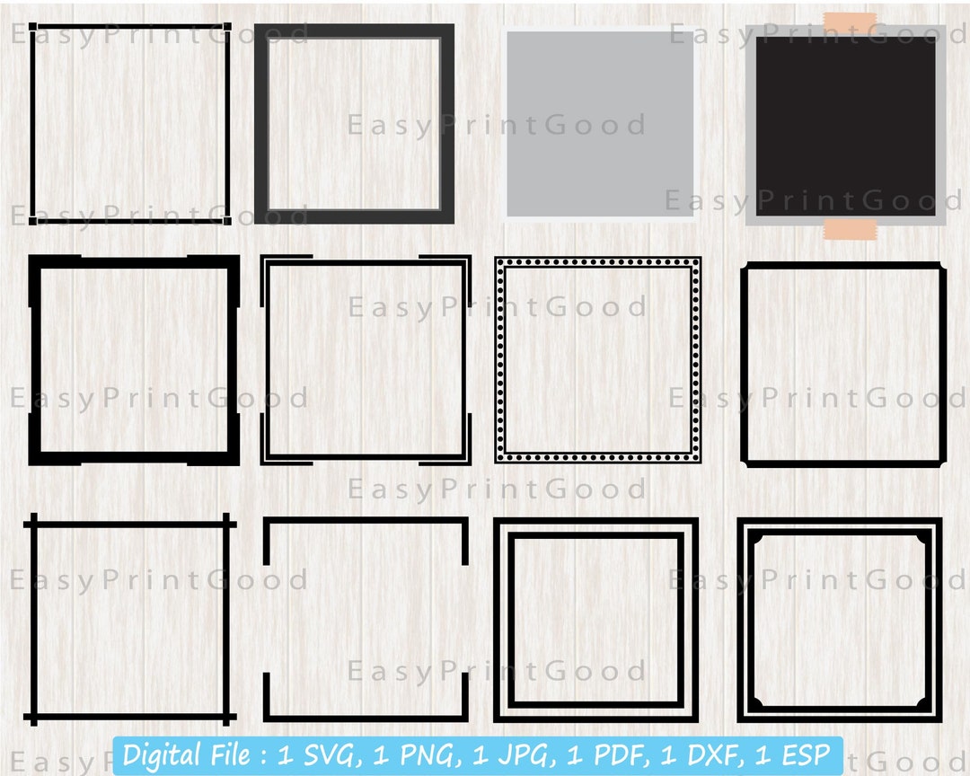 12 Square Frame SVG Bundle, Rectangle Frame, Square Clipart, Geometric ...