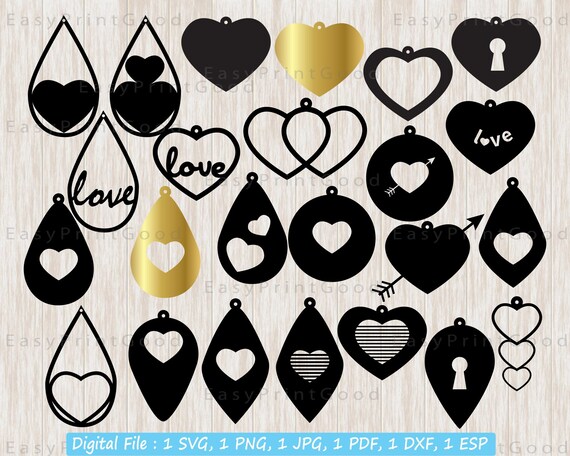 Valentine Love Earring Svg Earring Svg Love Earring Clipart | Etsy