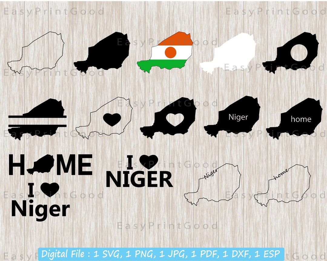Niger Map Svg Bundle, Niger Outline, Nigerien Map Svg, Home, Clipart ...
