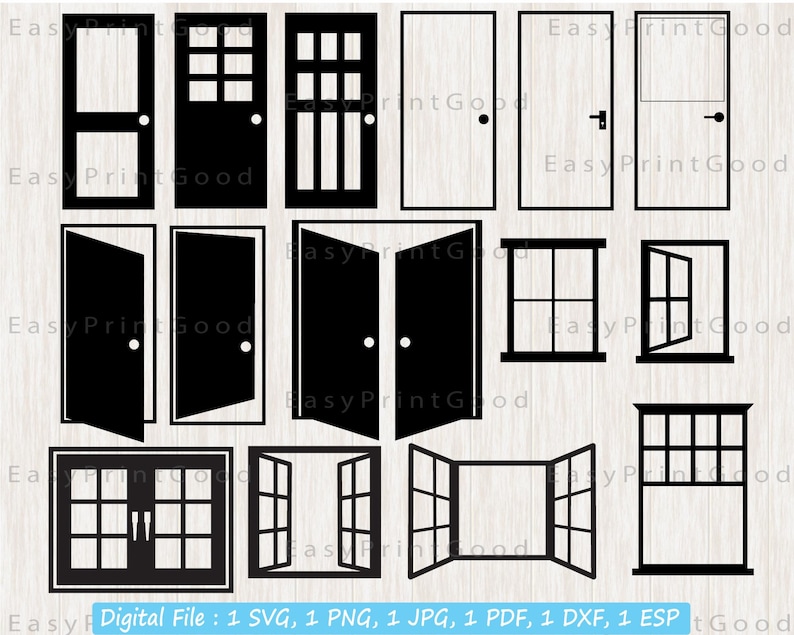 Door and Window SVG Bundle Open Door Svg Door Clipart Exit | Etsy