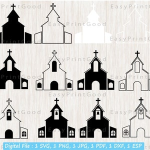 Church Svg, Church Clipart, Praying Svg, Church Silhouette, Christian ...