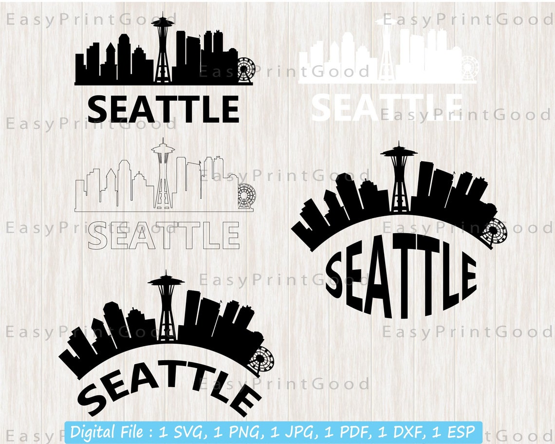Seattle Svg Seattle Skyline Cityscape Silhouette City Shirt - Etsy