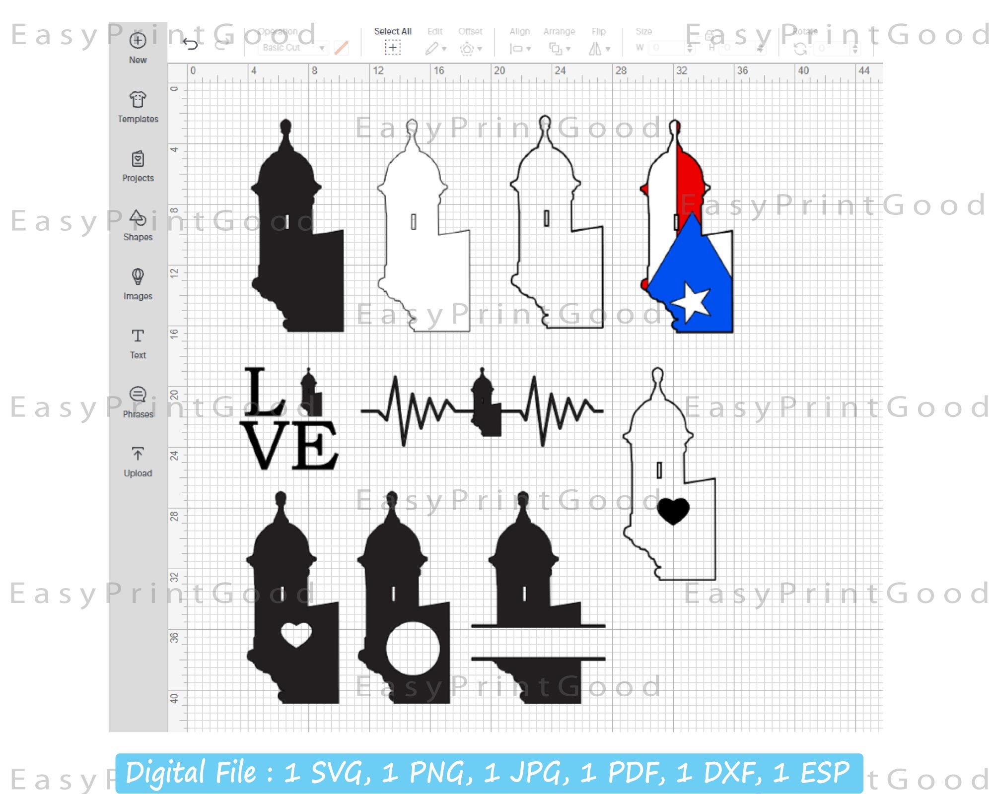El Morro Puerto Rico SVG Bundle: Silhouette Clip Art (digital Download ...