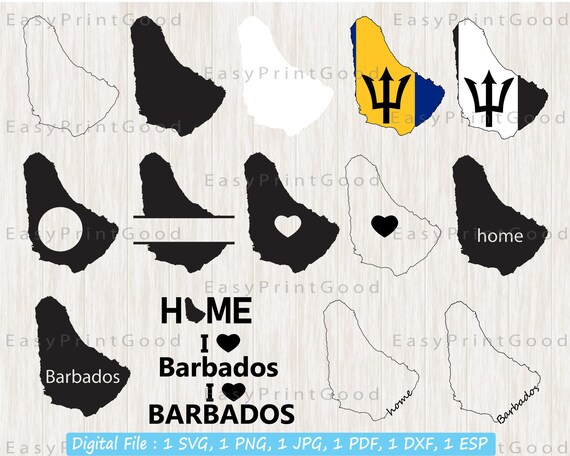Barbados Svg Bundle Barbados Outline Barbados Map Svg Home - Etsy