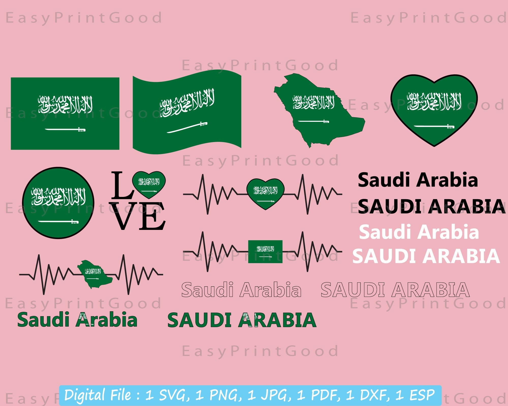 Saudi Arabia Flag Svg Bundle Saudi Arabia Nation Country - Etsy