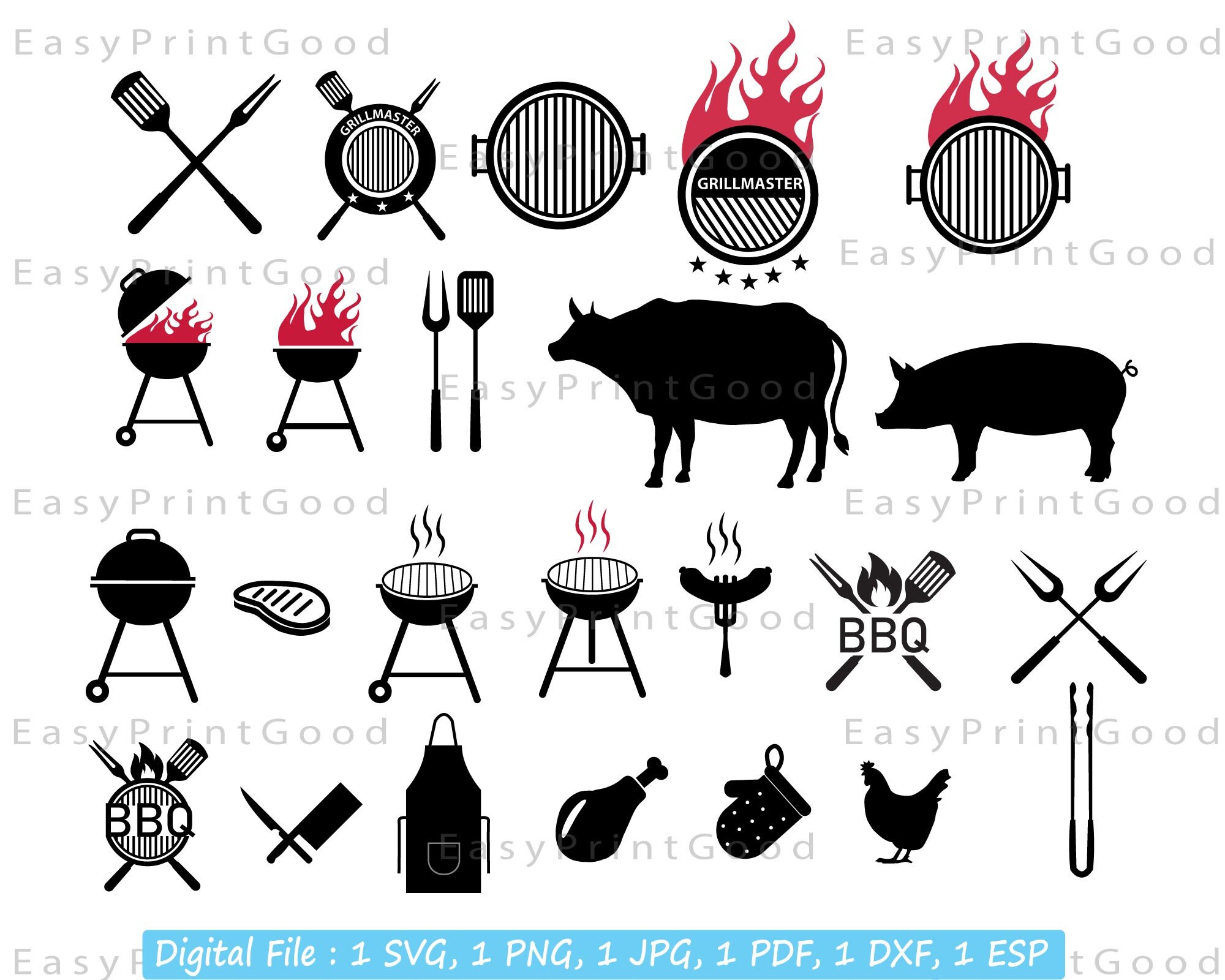 BBQ SVG Bundle BBQ Svg Grill Svg Bbq Clipart Barbecue Svg - Etsy