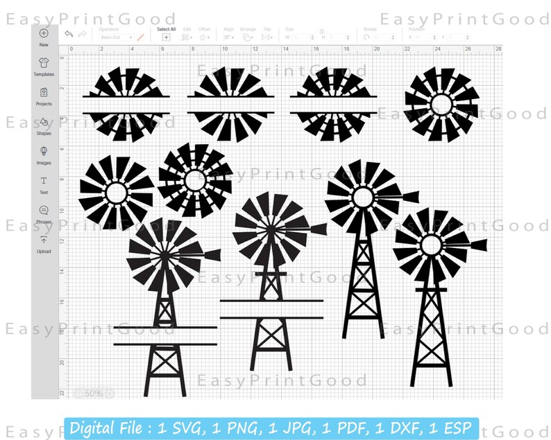 Windmill Split Frame SVG: Farmhouse Monogram Cut File (digital Download ...