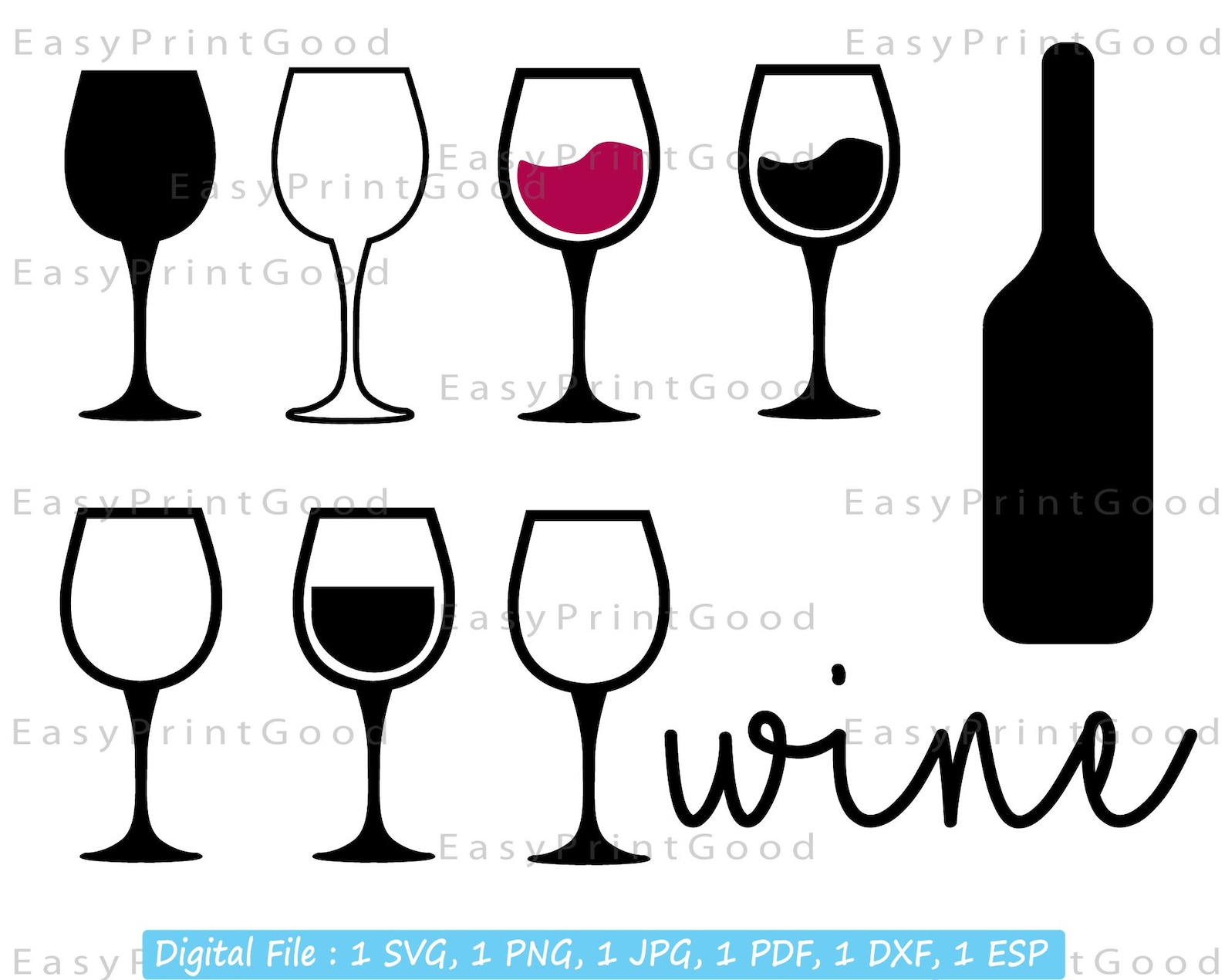 Copa de vino Svg Vino Svg Bebida Svg Vidrio Svg Botella - Etsy México