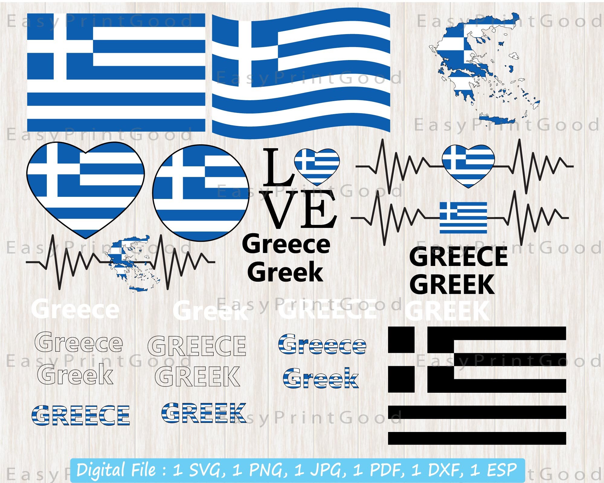 Greece Flag Bundle Svg Greek Svg Greece National Flag | Etsy