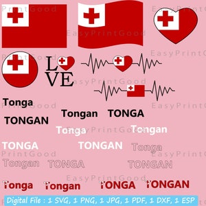 Tonga Flag Bundle Svg, Tongan National Flag, Love Tonga, Waving Tonga ...