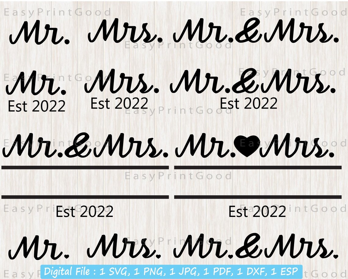 Mr. and Mrs. Est. 2022 SVG Cut File (digital Download) - Etsy