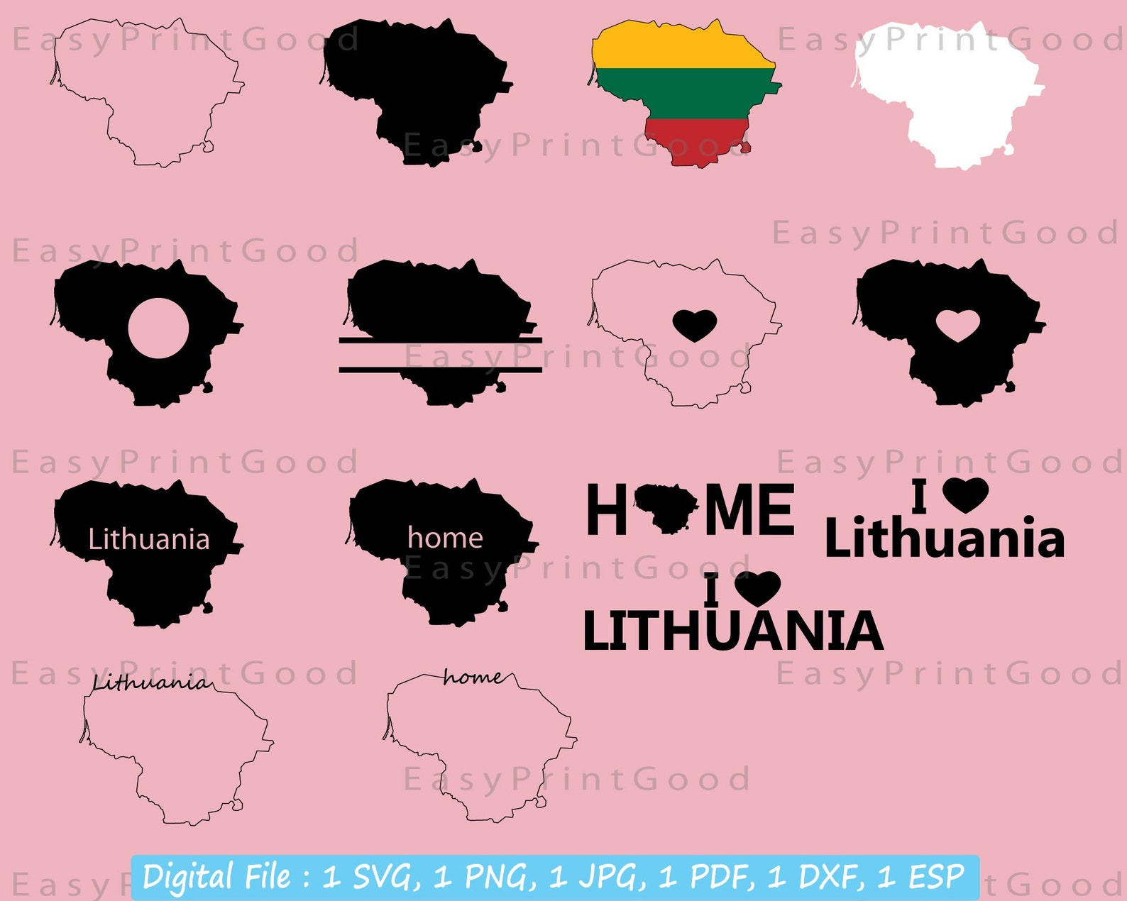 Lithuania Map Svg Bundle Lithuanian Map Flag Svg Lithuania - Etsy