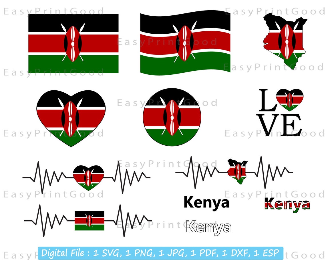 Kenya Flag Bundle Svg Kenya National Flag Svg Love Kenya | Etsy