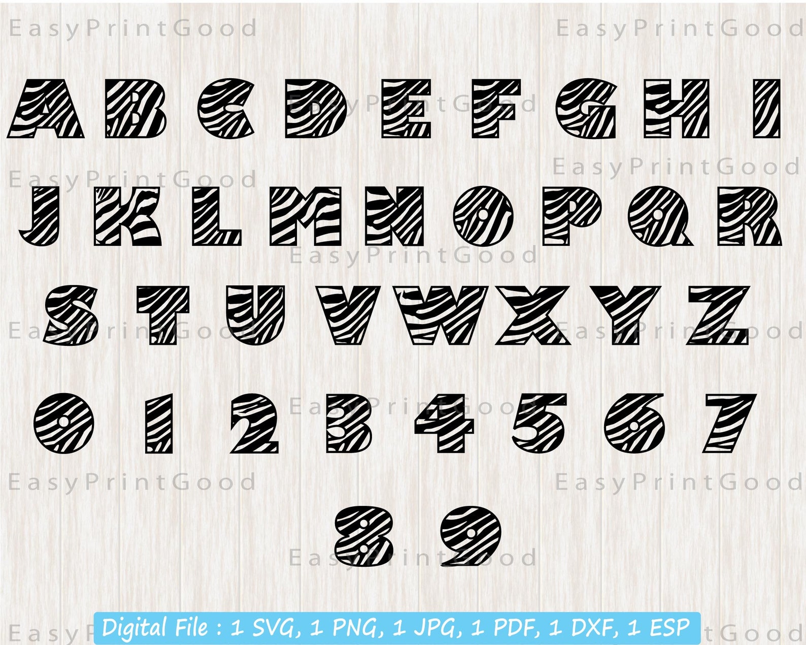Zebra Font Svg Patterned Alphabet Svg Letters Zebra | Etsy