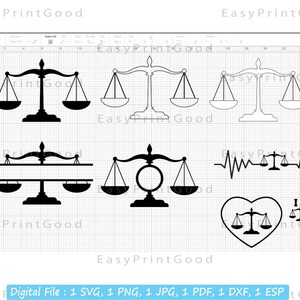 Justice Svg Bundle, Justice Scales Split Monogram, Law Scales Name ...