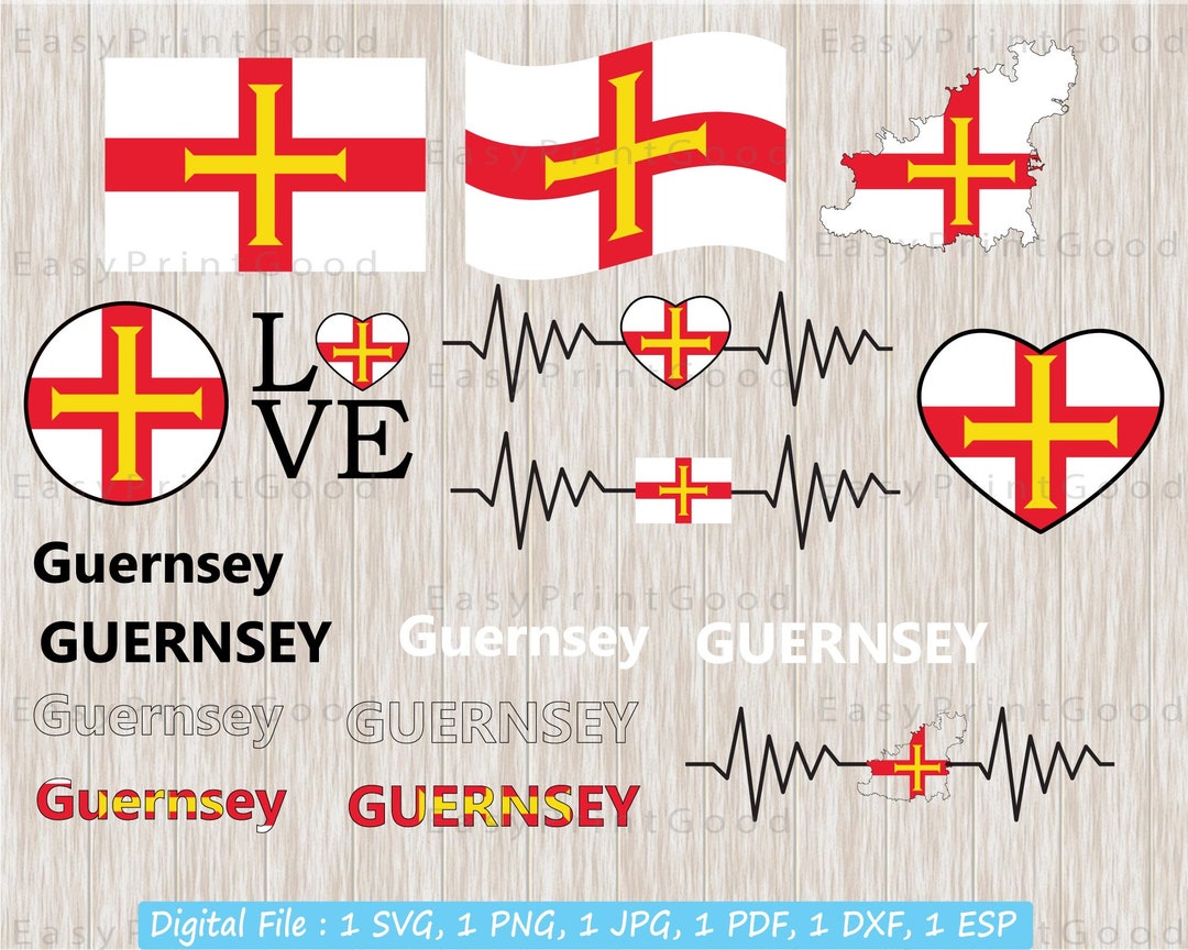 Guernsey Flag Svg Bundle, Guernsey Clipart, Love, Waving, Guernsey Flag ...