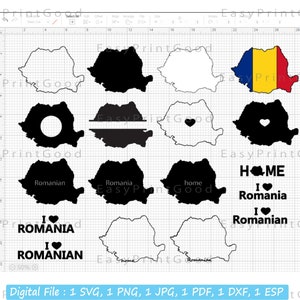 Romania Svg Bundle, Romanian Svg, Romania Outline, Romania Map Svg ...