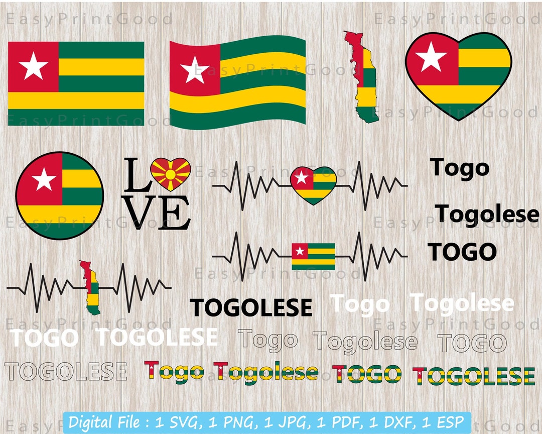 Togo Flag Bundle Svg, Togolese Heart Svg, Togo National Nation Country ...