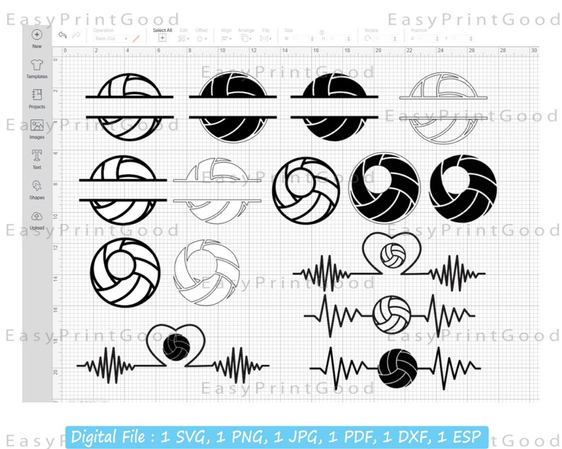 Volleyball SVG Bundle: Monogram Frame, Split Frame, Cut File (digital ...