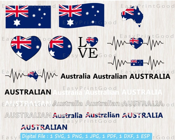 Australia Flag Svg Bundle Australian Flag Australia Name - Etsy