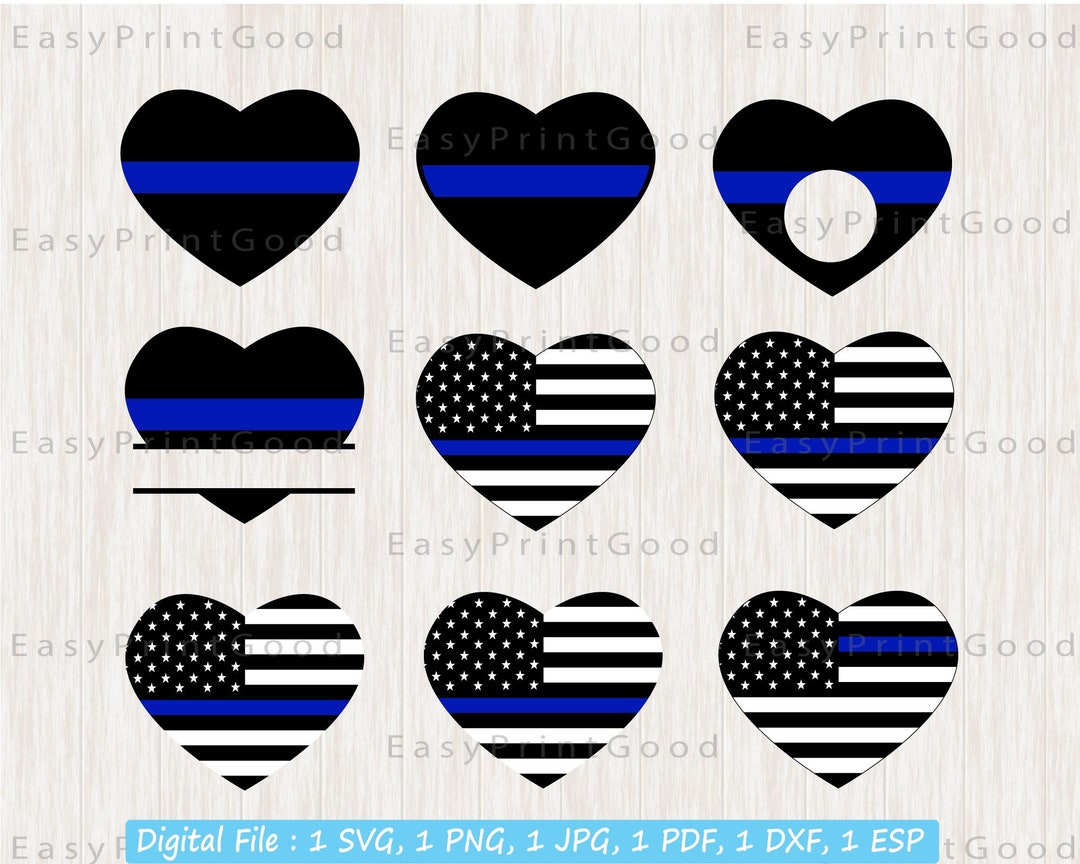 Thin Blue Line Heart Flag SVG: Police Wife Support (cut File) - Etsy