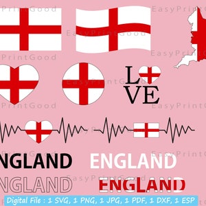 England Flag Bundle Svg, England Flag, England Star Heart Svg, England ...
