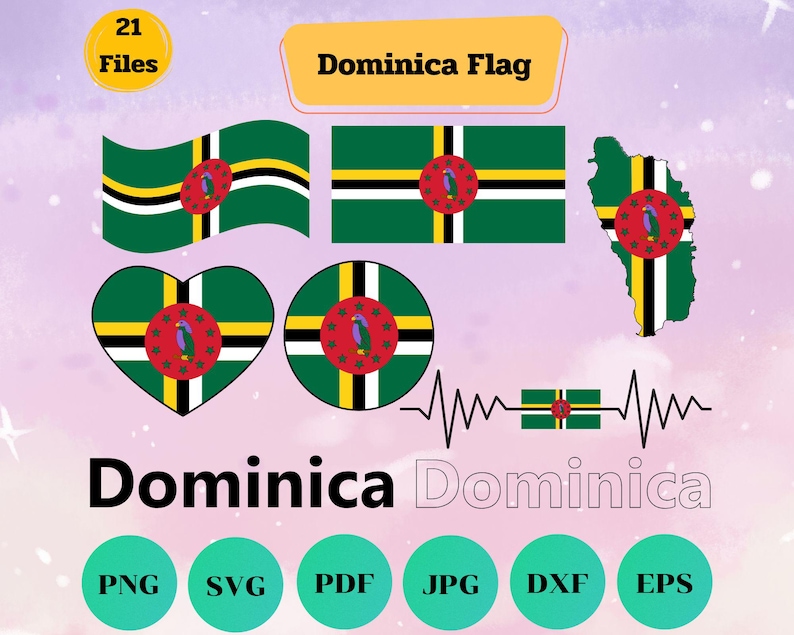 Dominica Flag SVG Bundle: National, Heart, Round (cut Files) - Etsy