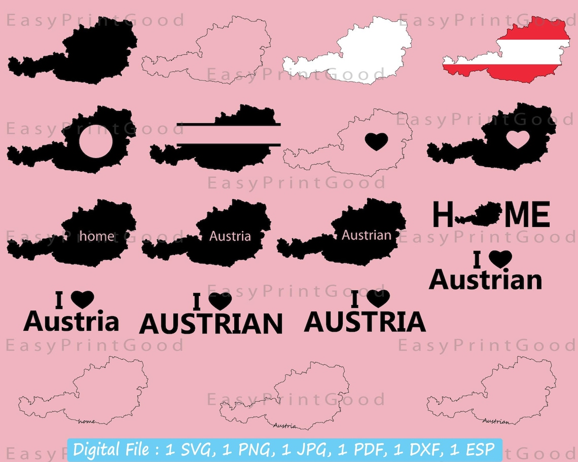 Austria SVG Bundle Austria Map Austrian Map Svg Austria - Etsy